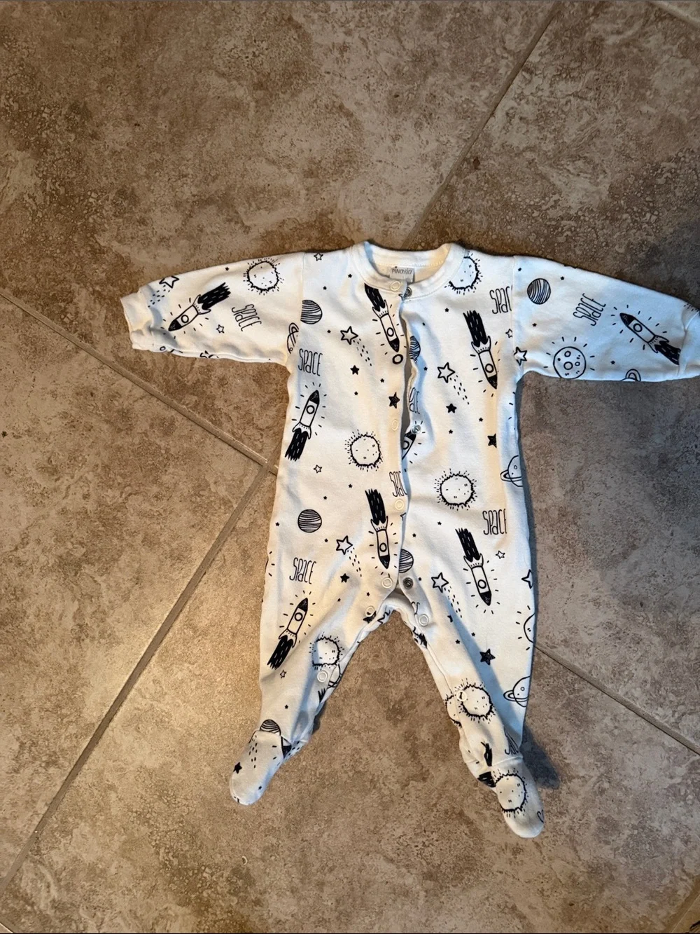 pinokio | One Pieces | White Space Rocket Footed Onepiece For Babies ...